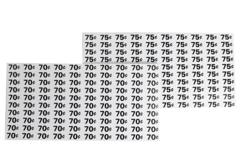 AP Price Labels Sheet 70-75 Cents - A&M Equipment Sales